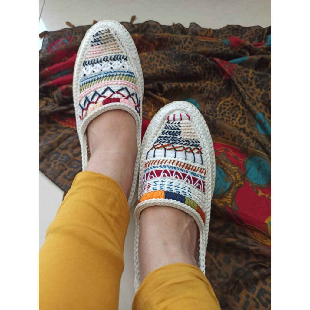 Handmade Persian Silk Giveh Shoes Model Navy Blue - ShopiPersia