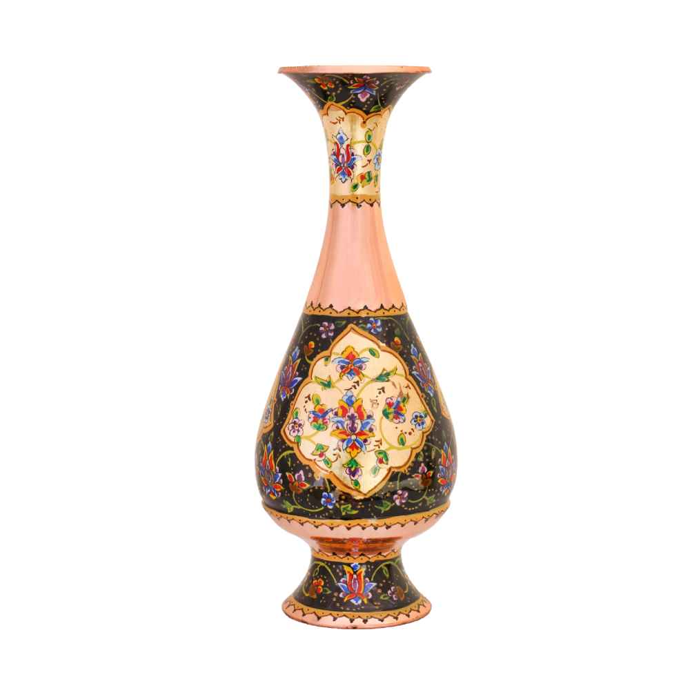 Iranian Minakari Copper Vase Model Yavar » ShopiPersia