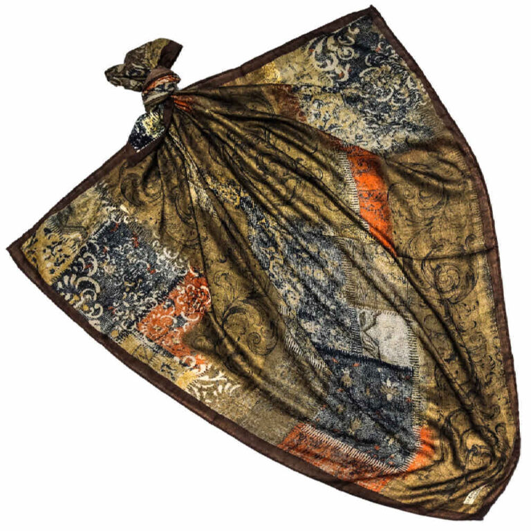 Artistic Print Summer Silk Scarf for Women - Luxe and Vibrant Khorshid ...