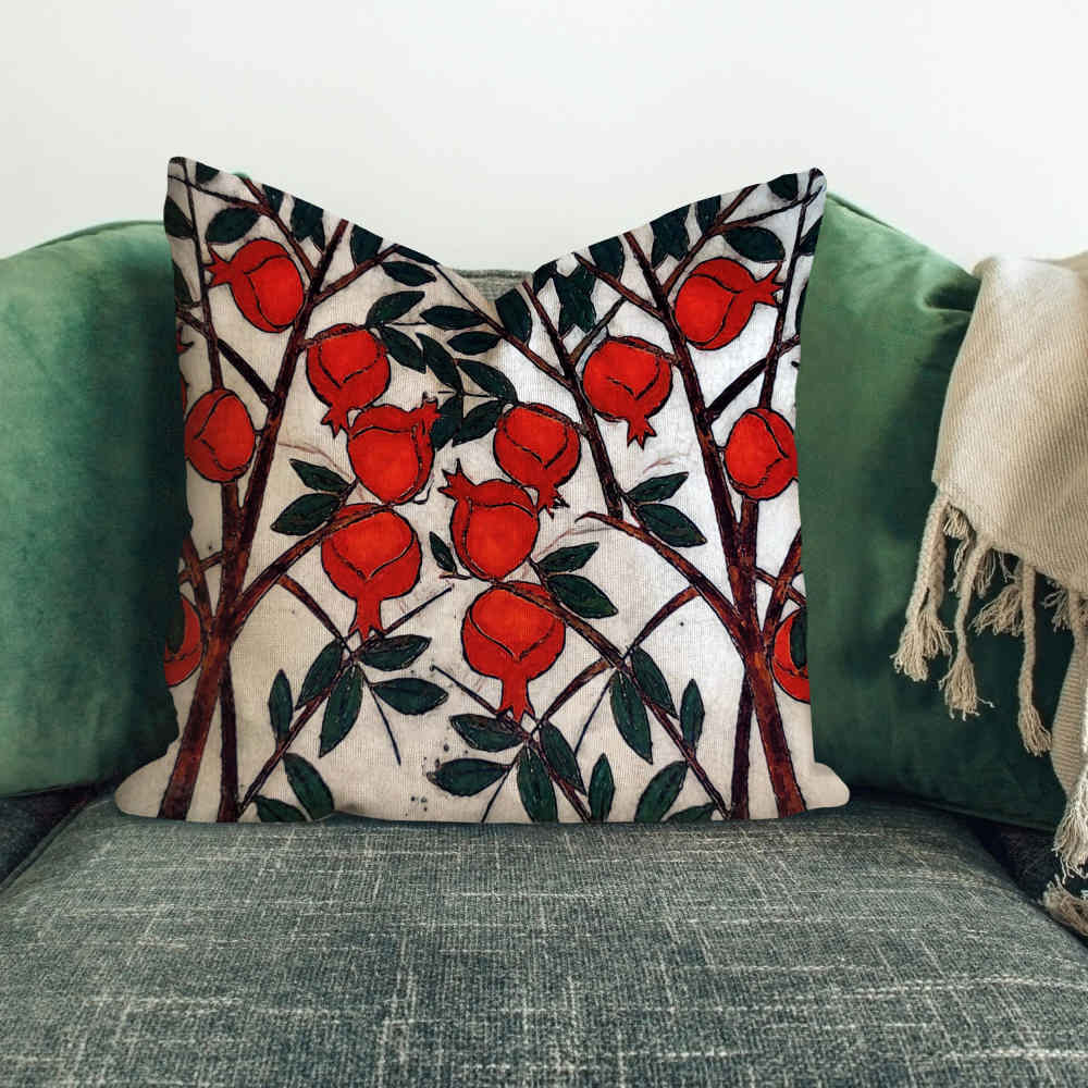 Persian Velvet Cushion Cover - Baghe Anar Design (Set of 2) - ShopiPersia