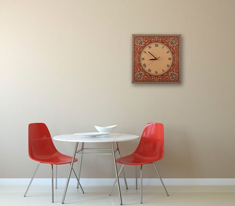 Handcrafted Persian Wooden Wall Clock Model Slimi - ShopiPersia
