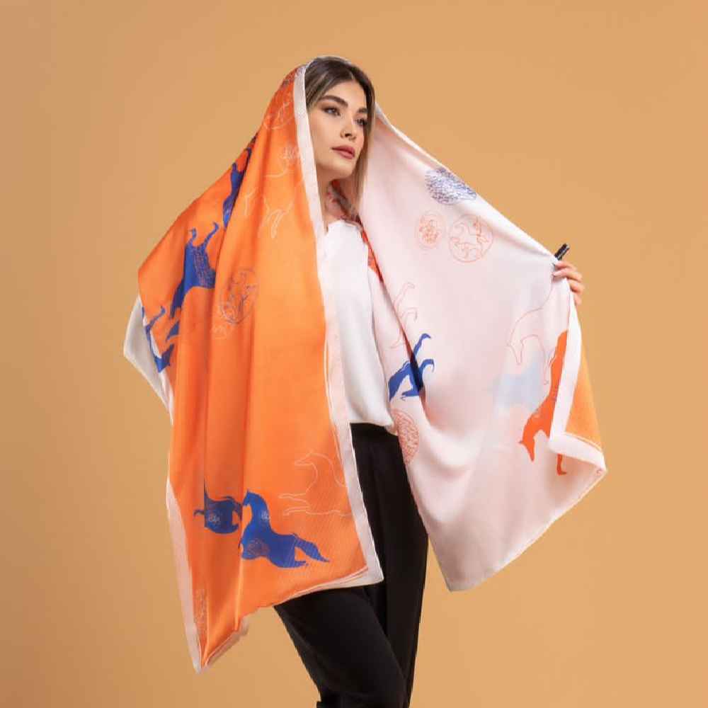 Persian Printed Silk Shawl Double Sided Artistic Calligraphy Rumi Poem ...