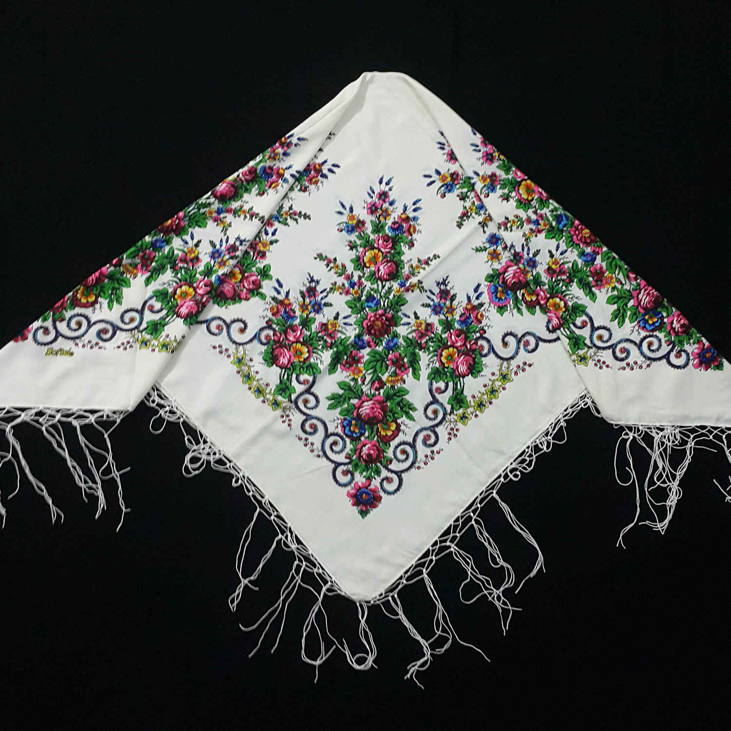 Torkaman Ethnic Scarf - Elegance and Tradition with Floral Design in ...