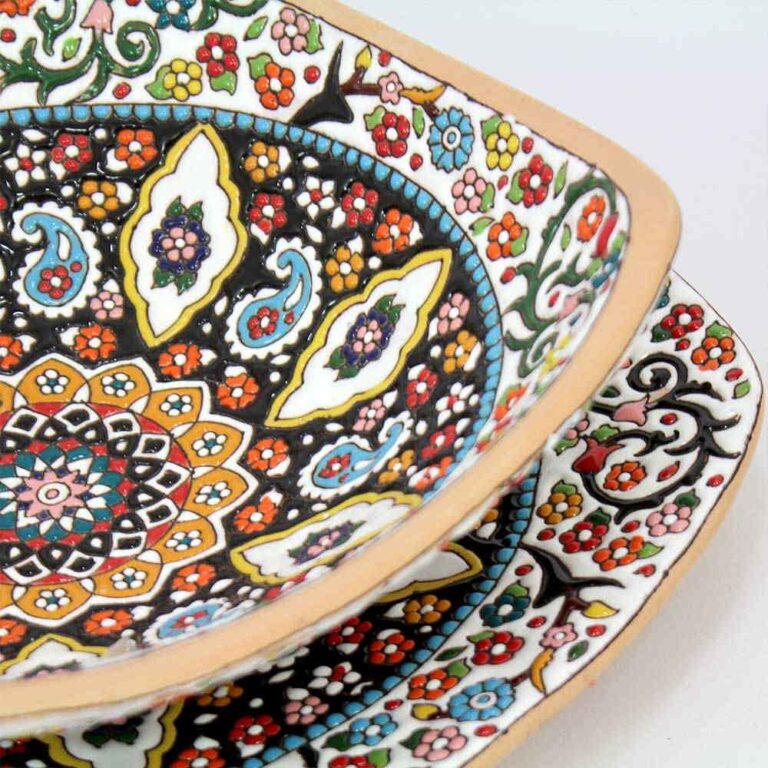 Handmade Decorative Minakari Pottery Bowl & Plate Model Sivan - ShopiPersia
