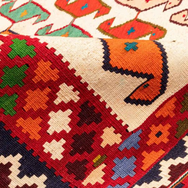 Persian Wool Kilim Rug Handwoven in Fars Traditional Aynaz - ShopiPersia