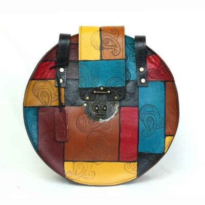 Leather Crossbody Shoulder Bag Luxurious Handcrafted Round - ShopiPersia