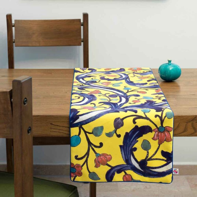 Persian Style Yellow Velvet Table Runner Model Rahil - ShopiPersia