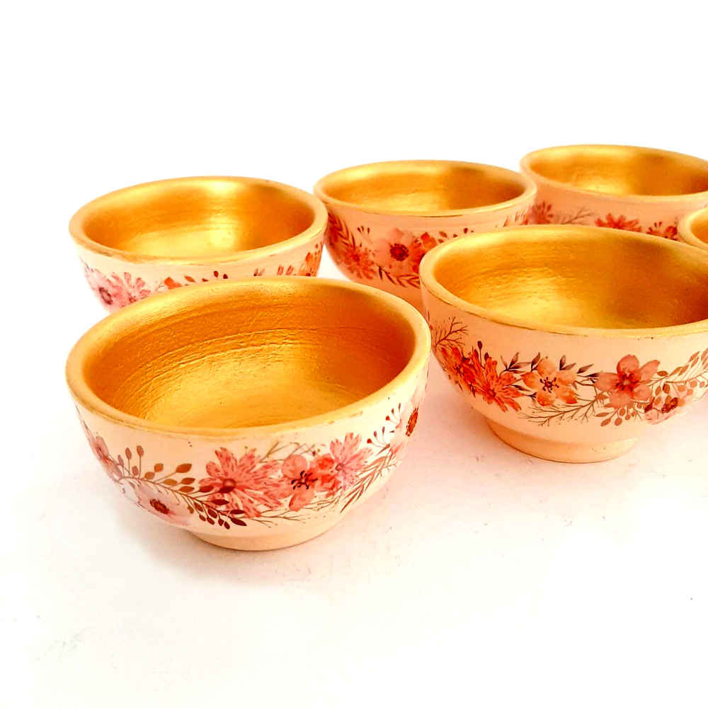 Set of 6 Handmade Decorative Pottery Bowls Model Spring - ShopiPersia