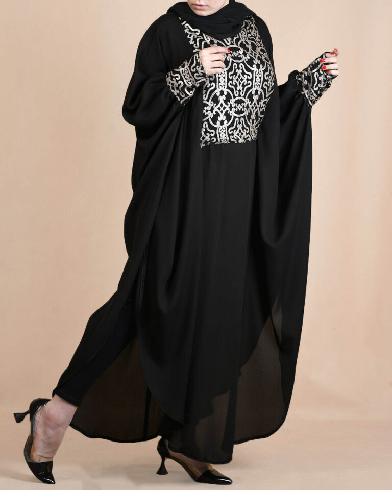 Elegant Batwing Abaya for Women with Persian-Inspired Details - ShopiPersia