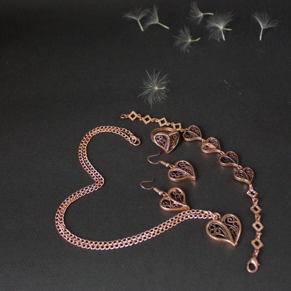Copper Jewelry Set Model Heart - ShopiPersia