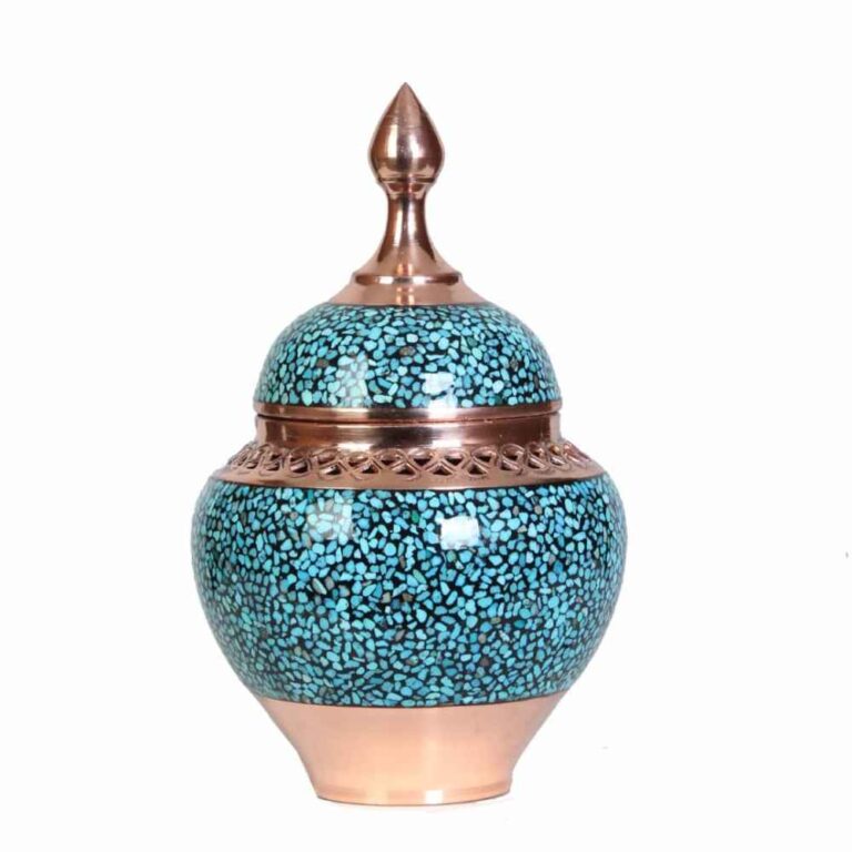 Handcrafted Persian Inlaid Turquoise Copper Sugar Bowl Moshabak ...