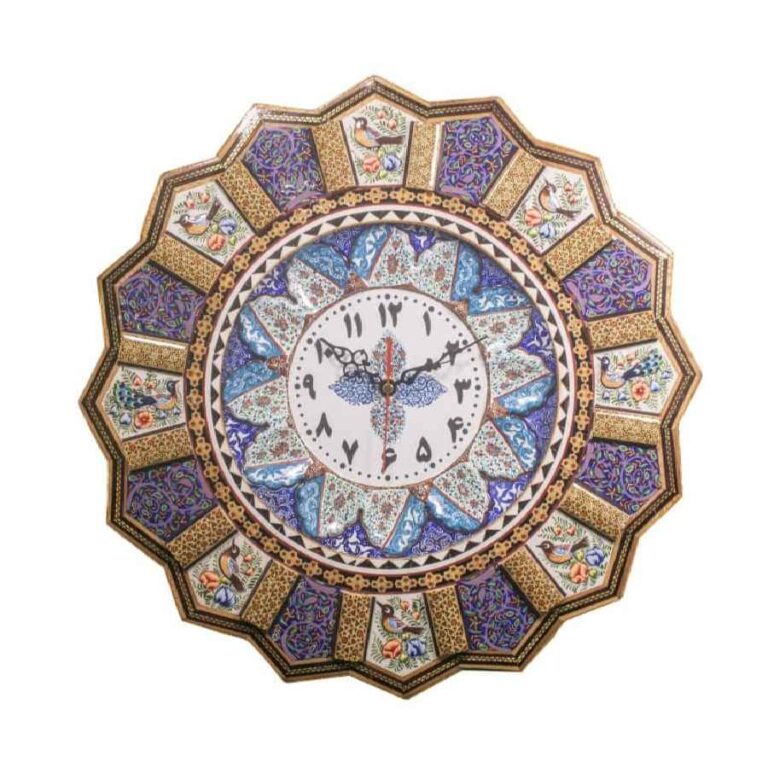 Handcrafted Persian Wooden Wall Clock - Khatam Marquetry Art, Asieh ...