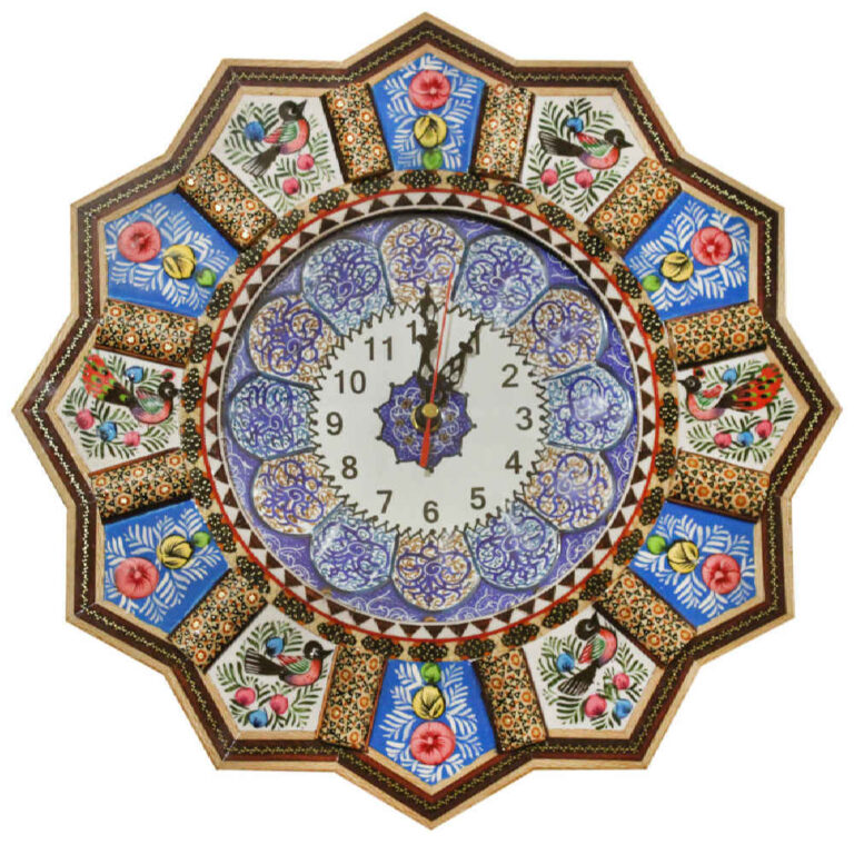 Handcrafted Persian Wooden Wall Clock - Khatam Marquetry Art, Elma ...