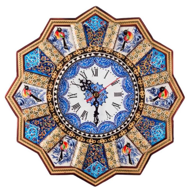 Handcrafted Persian Wooden Wall Clock - Khatam Marquetry Art, Khorshidi ...