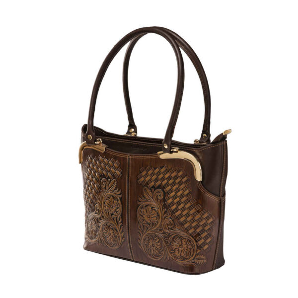 Persian Leather Tote Bag Model Ayin - ShopiPersia