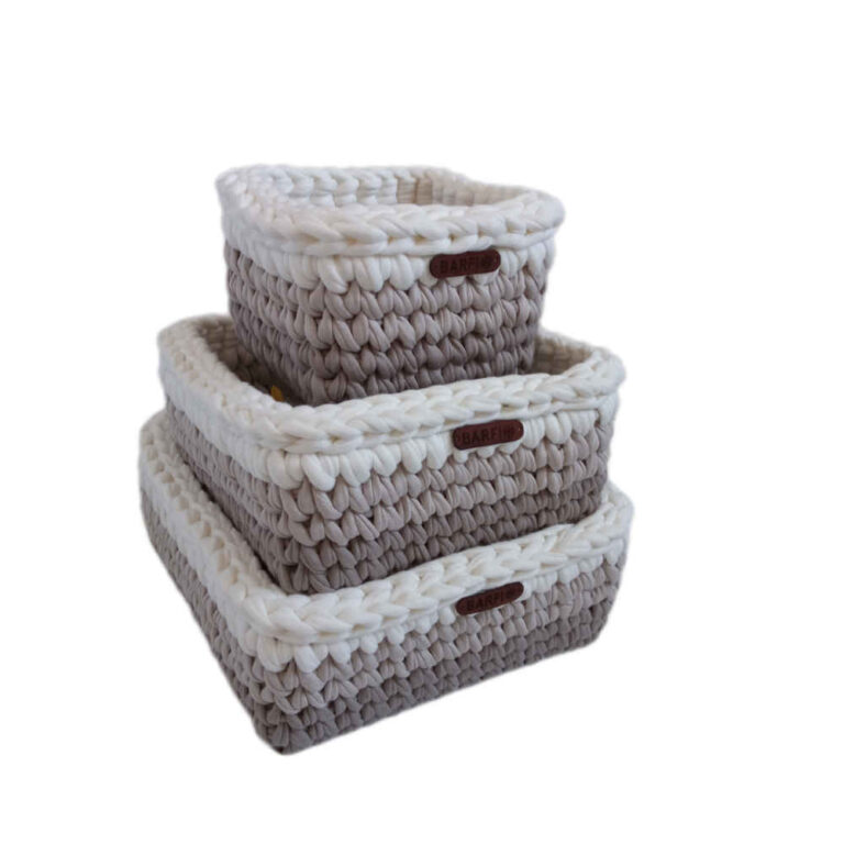 Set of 3 Crochet Storage Baskets Yarn Model Gandom - ShopiPersia