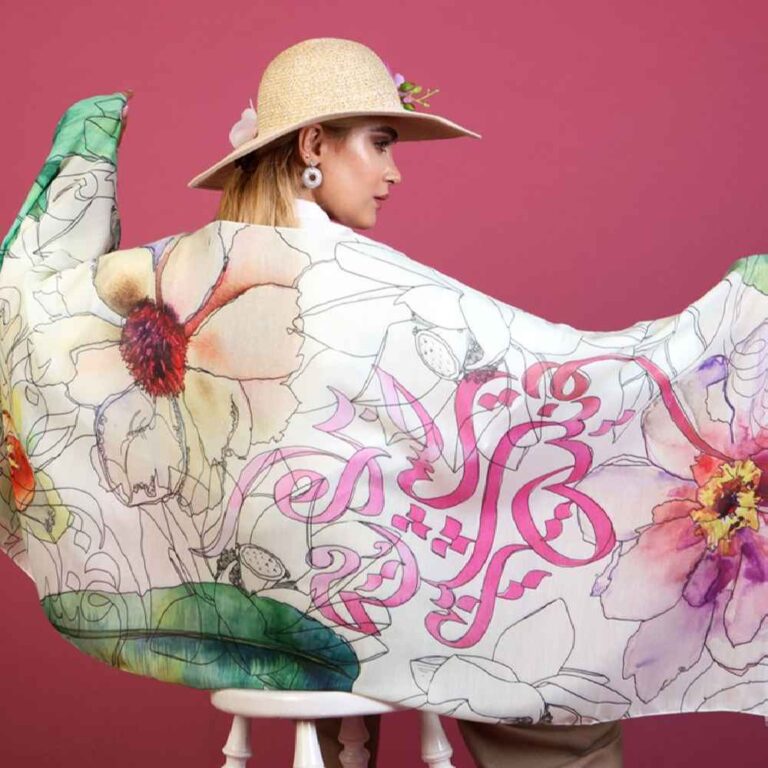 Persian Print Shawl for Women Artistic Calligraphy Poetry - ShopiPersia