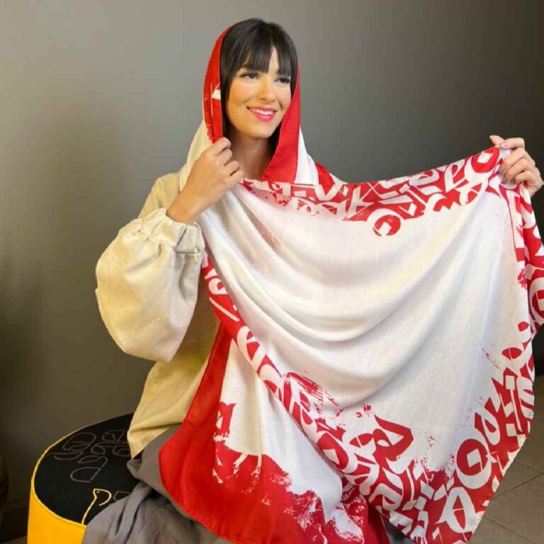 White Persian Shawl Model Majnoon - ShopiPersia
