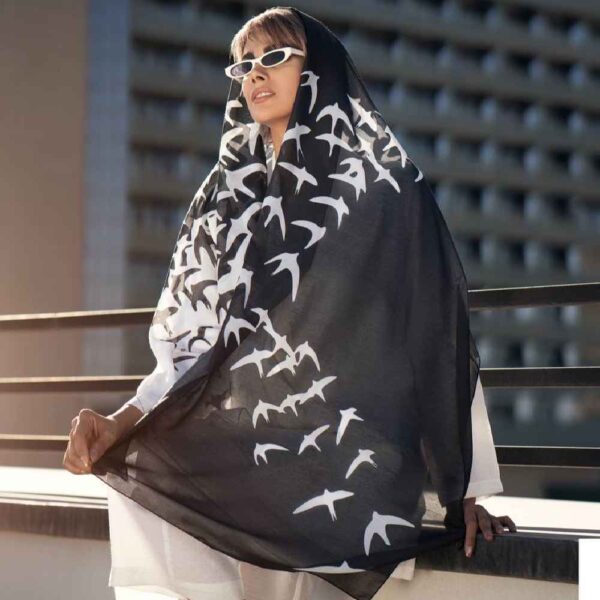 White Persian Shawl Model Parastoo - ShopiPersia