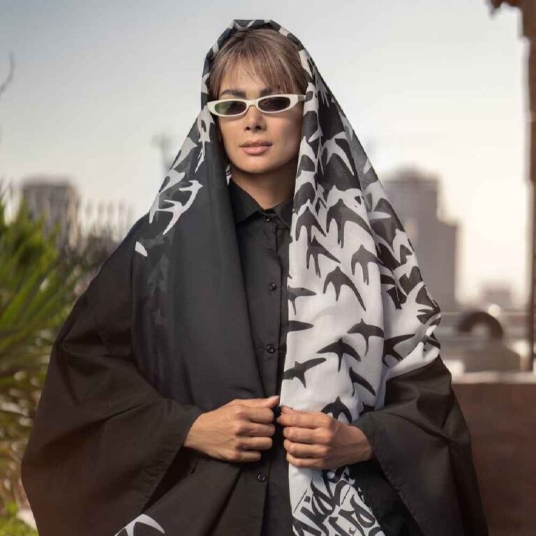 White Persian Shawl Model Parastoo - ShopiPersia