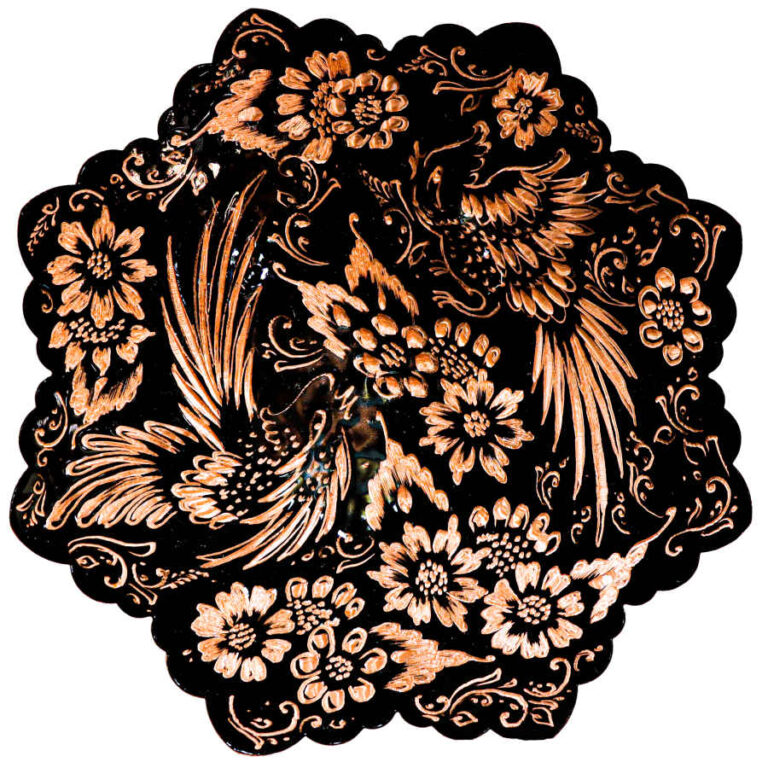 Handcrafted Persian Engraved Decorative Copper Plate Parandeh - ShopiPersia