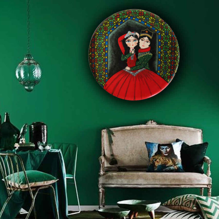 Persian Decorative Pottery Plate Hand-Painted Ghajari - ShopiPersia