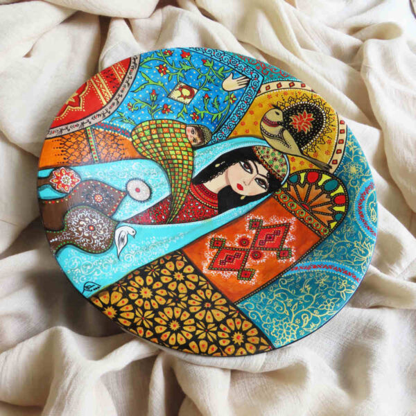 Persian Decorative Pottery Wall Plate Hand-Painted Mehr - ShopiPersia