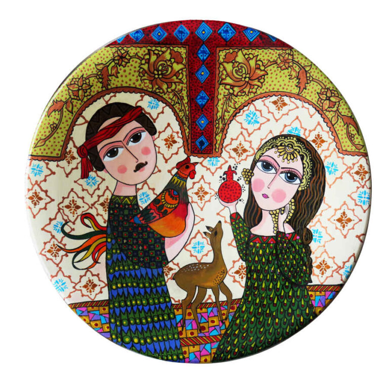 Persian Decorative Pottery Plate Hand-Painted Mohabat - ShopiPersia
