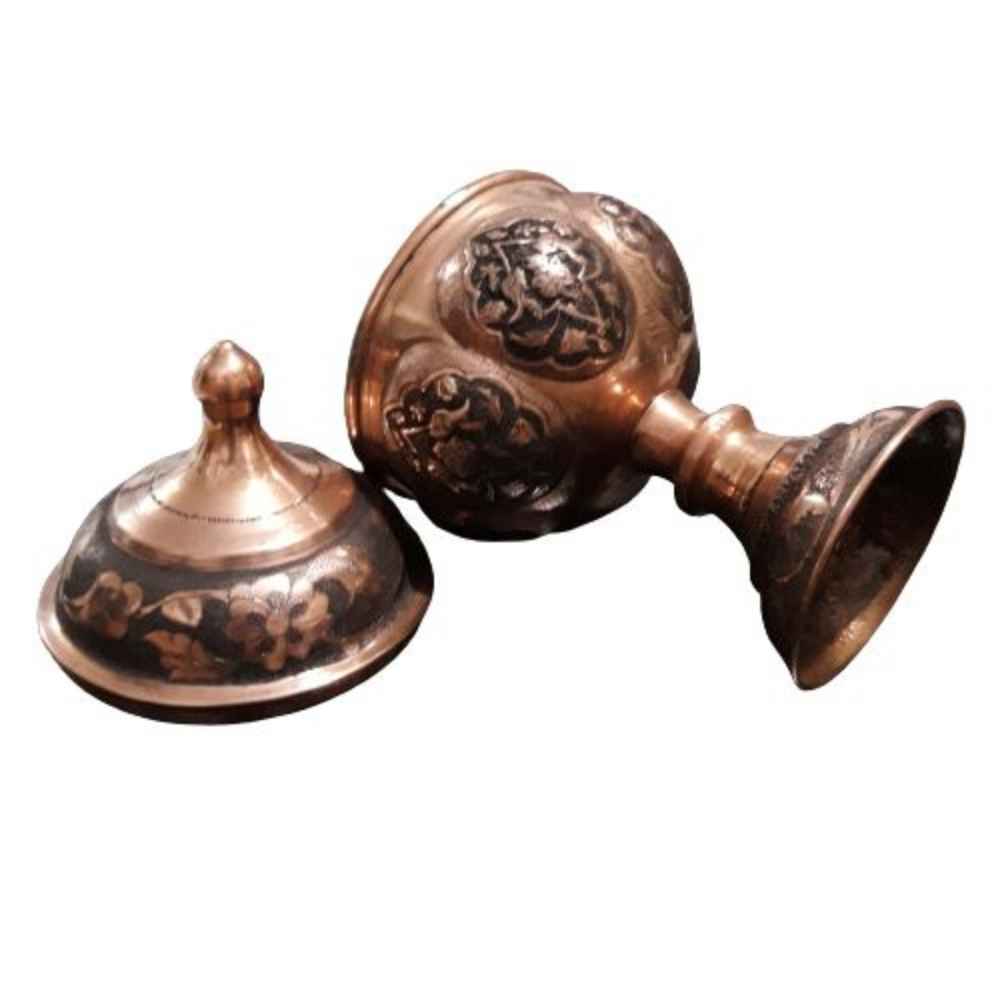 Handcrafted Persian Engraved Copper Sugar Bowl Pars - ShopiPersia