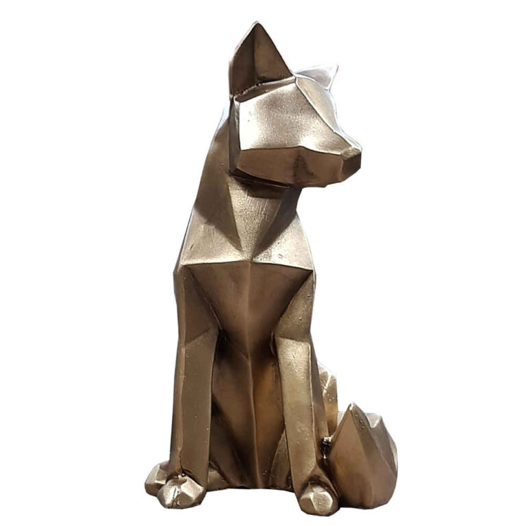 Geometric Golden Fox Cubism Figurine - Unique Art Sculpture - ShopiPersia