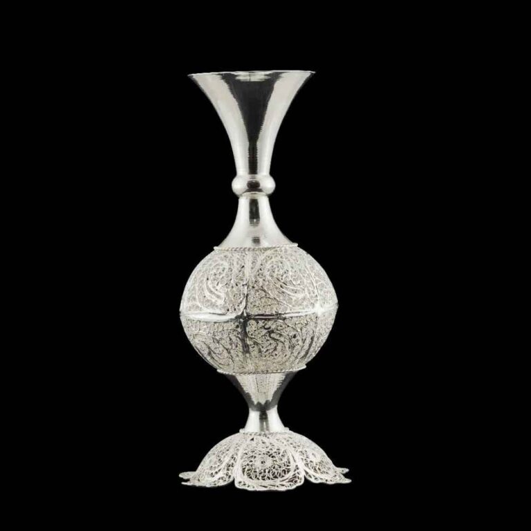 Handcrafted Decorative Persian Filigree Silver Coated Vase Sana ...