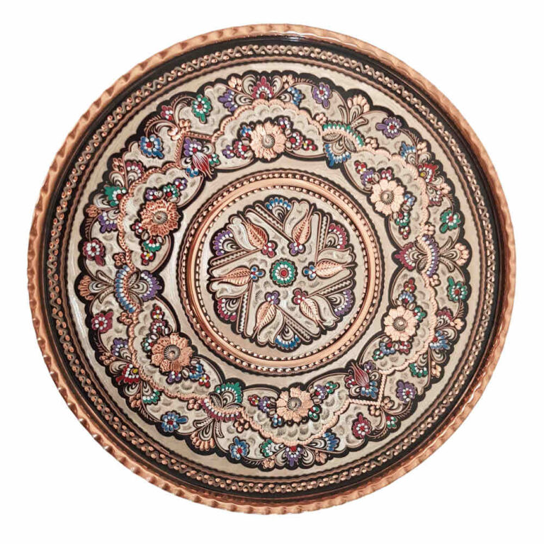 Decorative Copper Tray Hand-Engraved with Persian Artisanal Darya ...