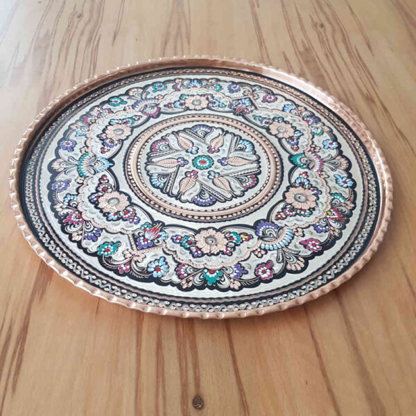 Decorative Copper Tray Hand-Engraved with Persian Artisanal Darya ...