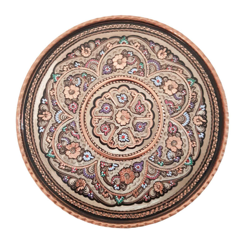 Decorative Copper Tray Hand-Engraved & Hammered with Persian Artisanal ...