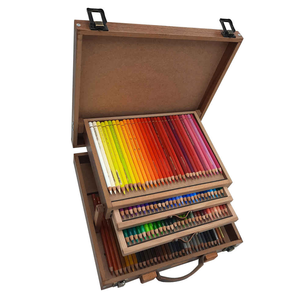 Wooden 120-Color Pencil Case with Drawer – Salva Design for Artists ...