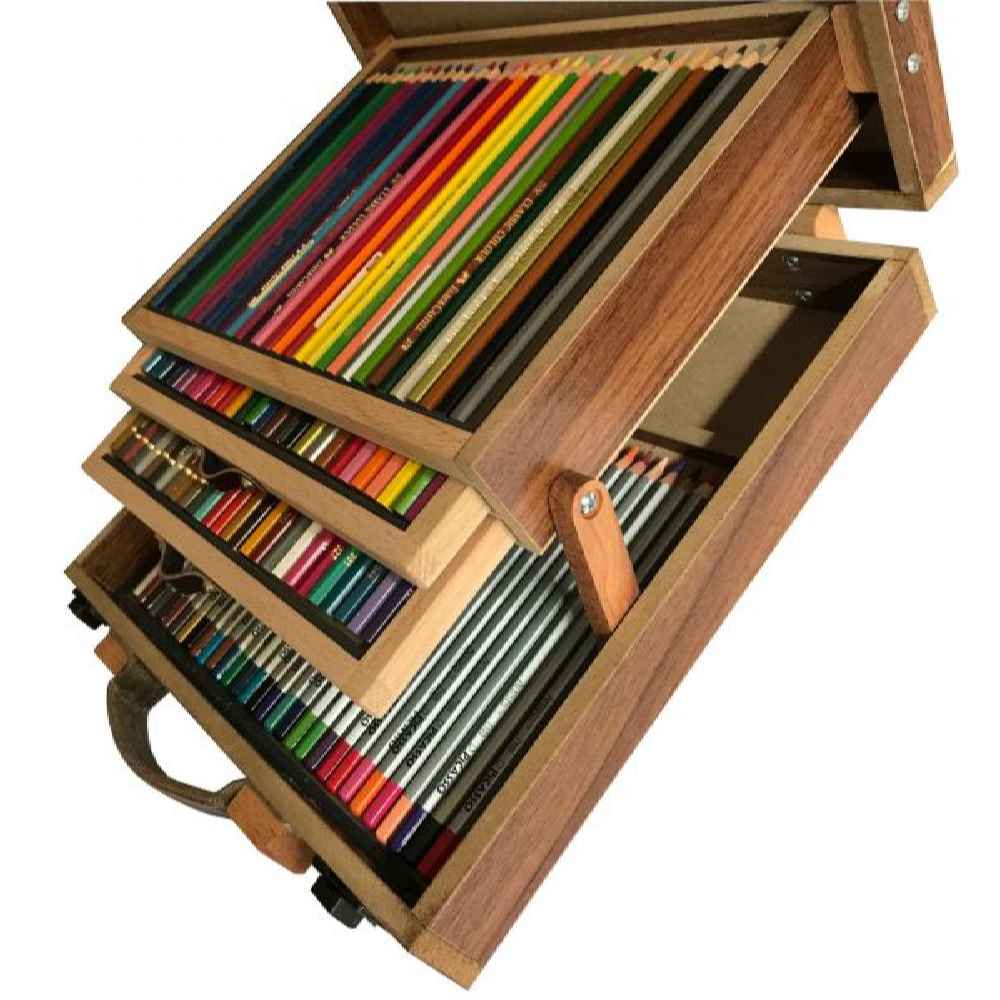 Wooden 120-Color Pencil Case with Drawer – Salva Design for Artists ...