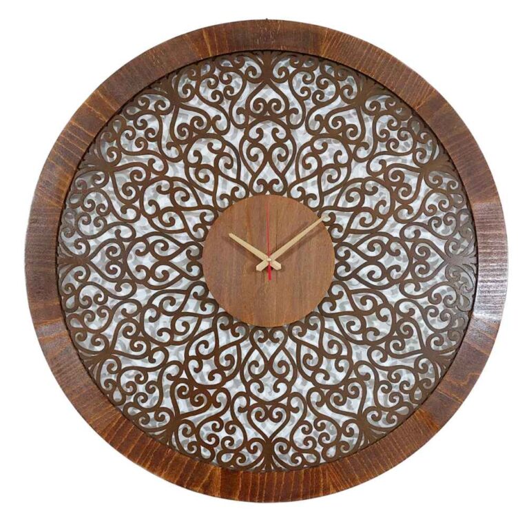 Handcrafted Persian Inlaid Wood Wall Clock Model Choobi - ShopiPersia