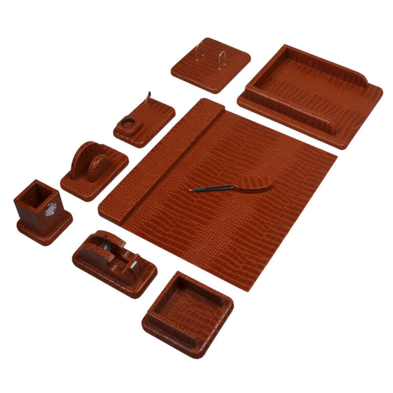 Black Leather Office Desk Set - ShopiPersia