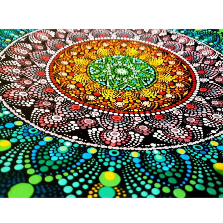 Decorative Pottery Plate Hand-Painted Dot Art Baran - ShopiPersia