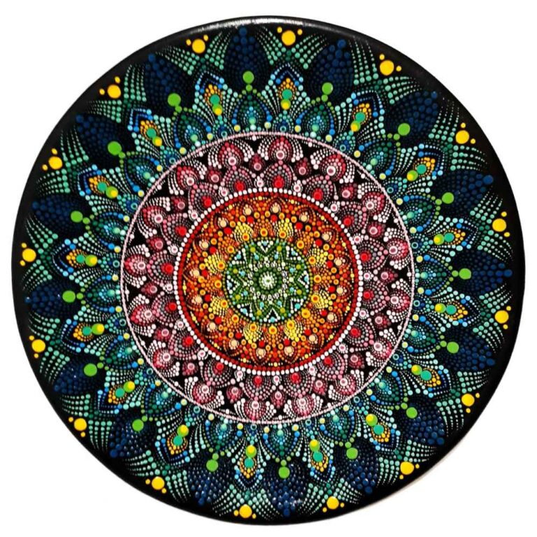 Decorative Pottery Wall Plate Hand-Painted Dot Art Baran - ShopiPersia