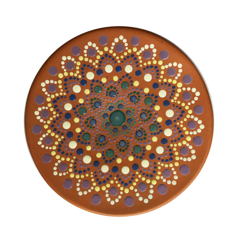 Decorative Pottery Plate Hand-Painted Dot Art Donya - ShopiPersia