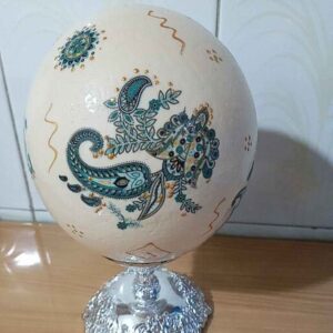 Hand Painted Ostrich Egg Shell Islamic Design Tohid Surah - ShopiPersia