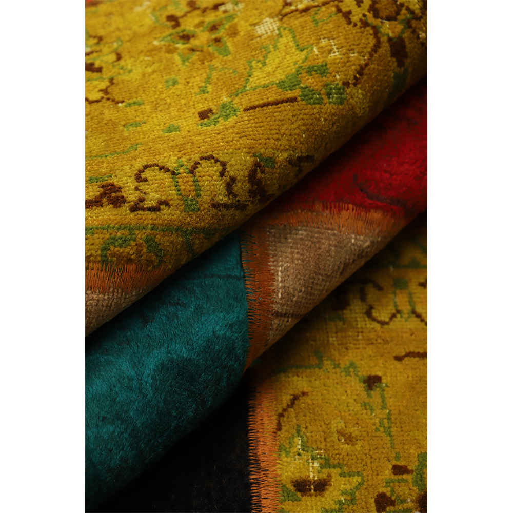 Vintage Persian Hand-Knotted Patchwork Carpet Rainbow - ShopiPersia