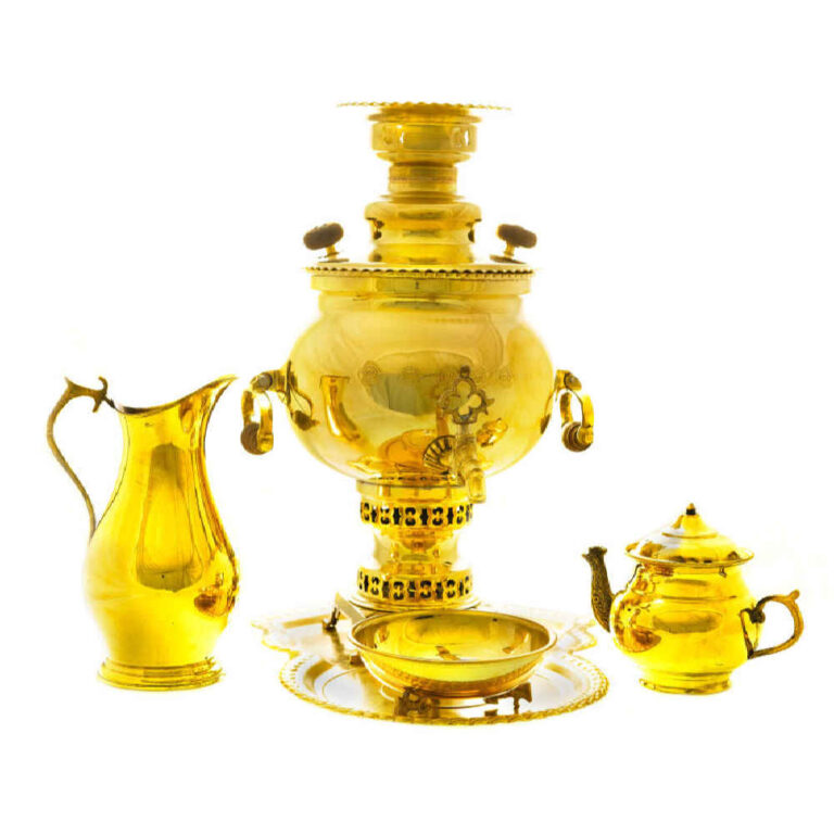 Decorative Coal Samovar Brass Traditional Persian 6-Liter Golden ...