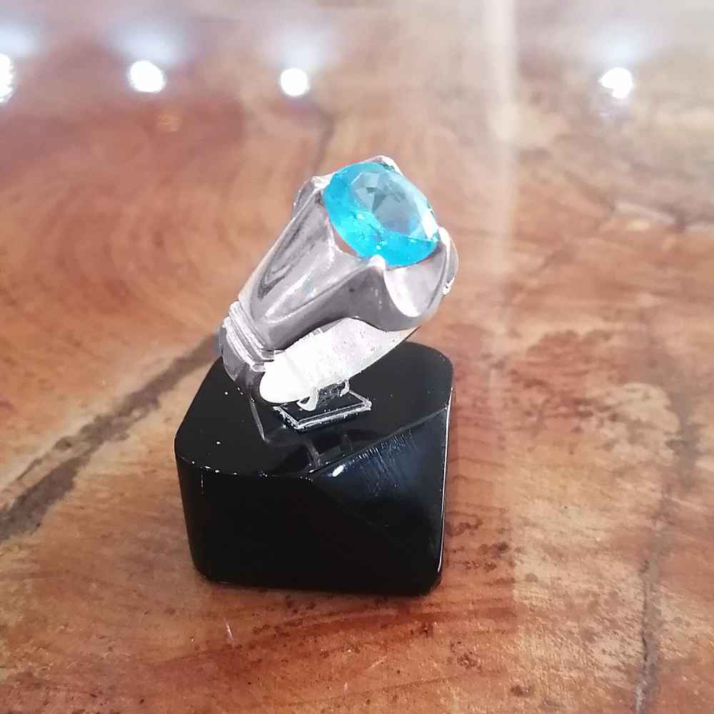 Persian Blue Topaz Silver Ring for Men Dara - ShopiPersia