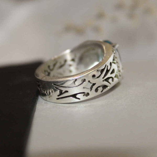 Handmade Blue Topaz Men's Silver Ring Model Vala - ShopiPersia