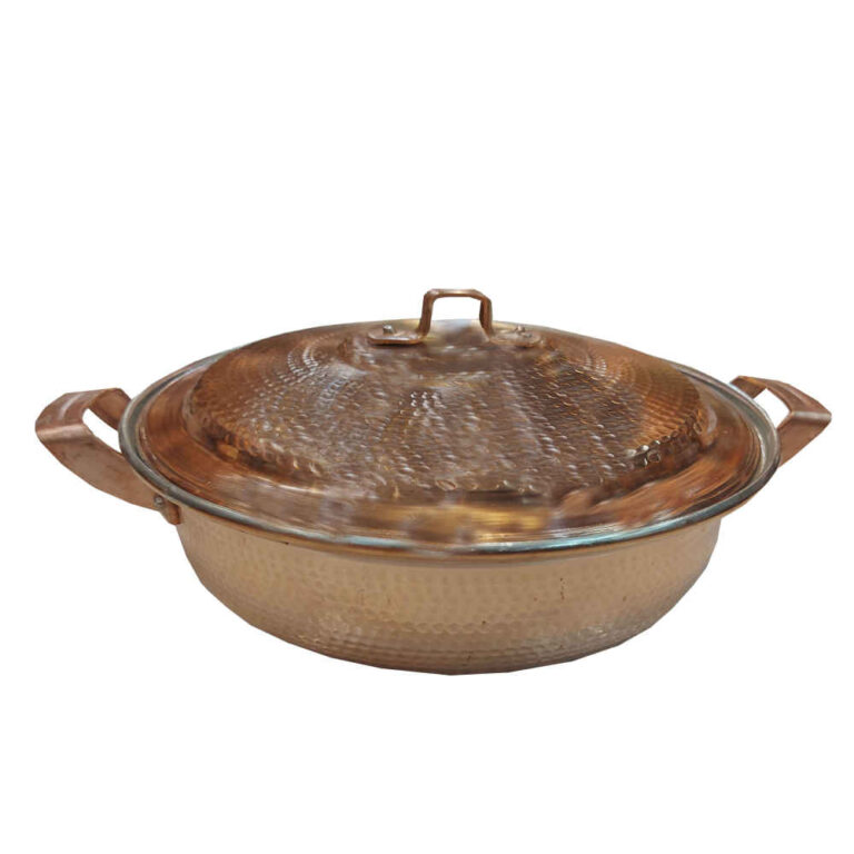 Handmade Copper Frying Pan with Lid Model Armin - ShopiPersia