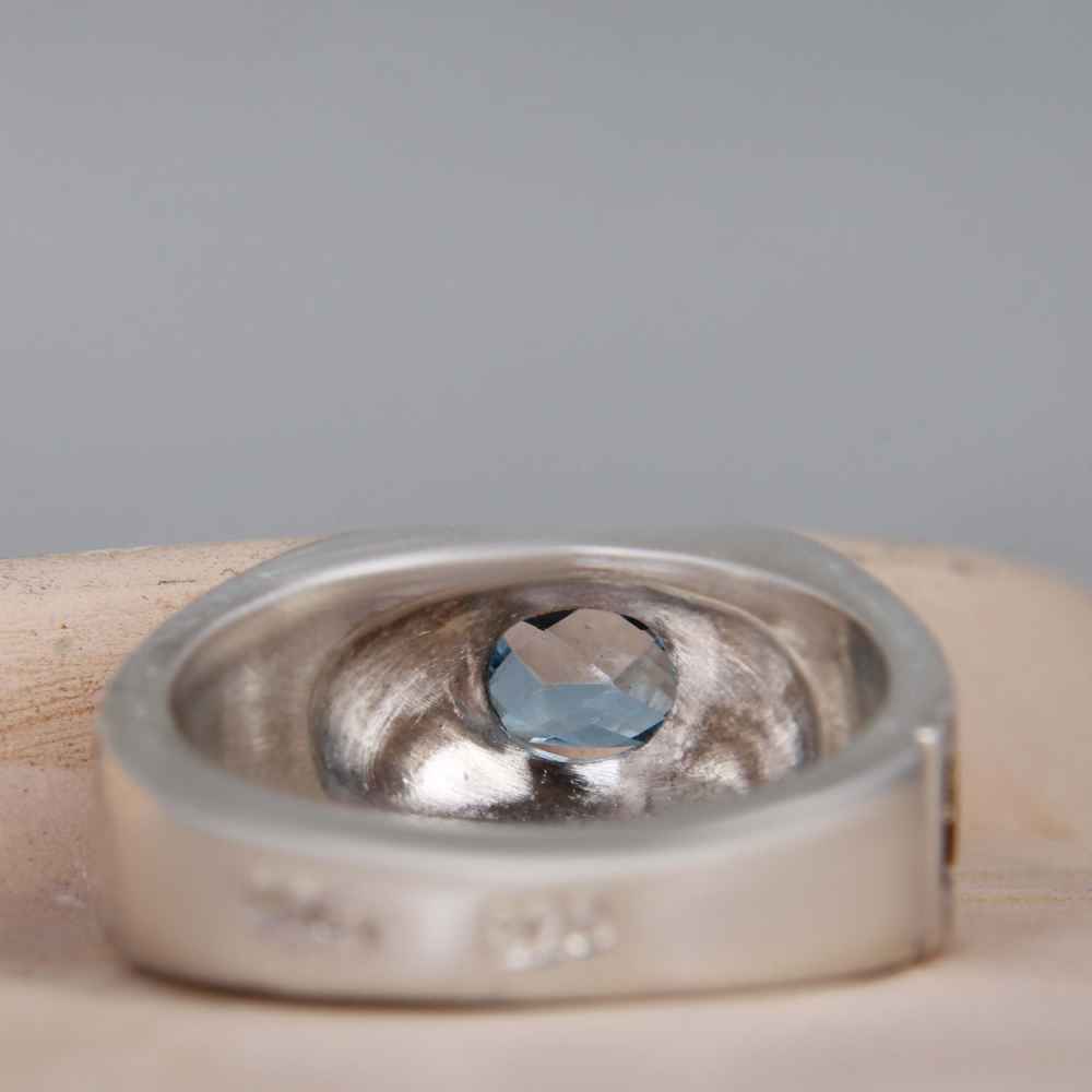 Persian Blue Topaz Silver Ring for Men Karim - ShopiPersia
