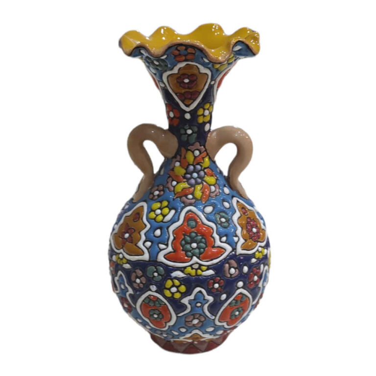 Decorative Vase Hand-Painted with Persian Minakari Enamel Tanaz ...