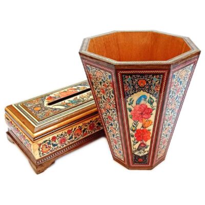 Persian Waste Basket & Tissue Box – Khatamkari Tazhib - ShopiPersia